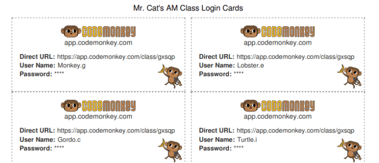 NEW: Print Student Log-in Cards, Edit Usernames & More! | CodeMonkey